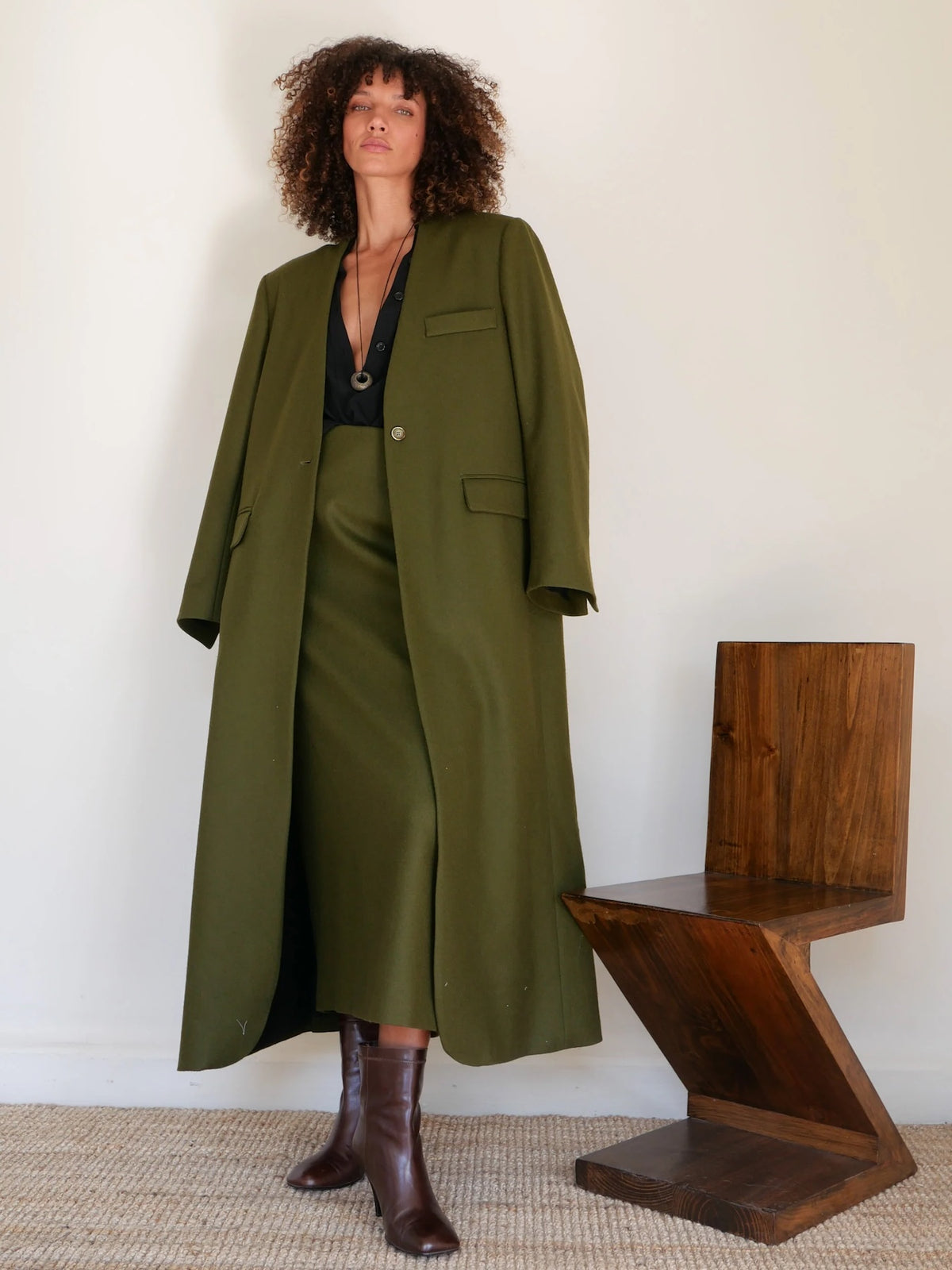 Long Collarless Coat – Kaight