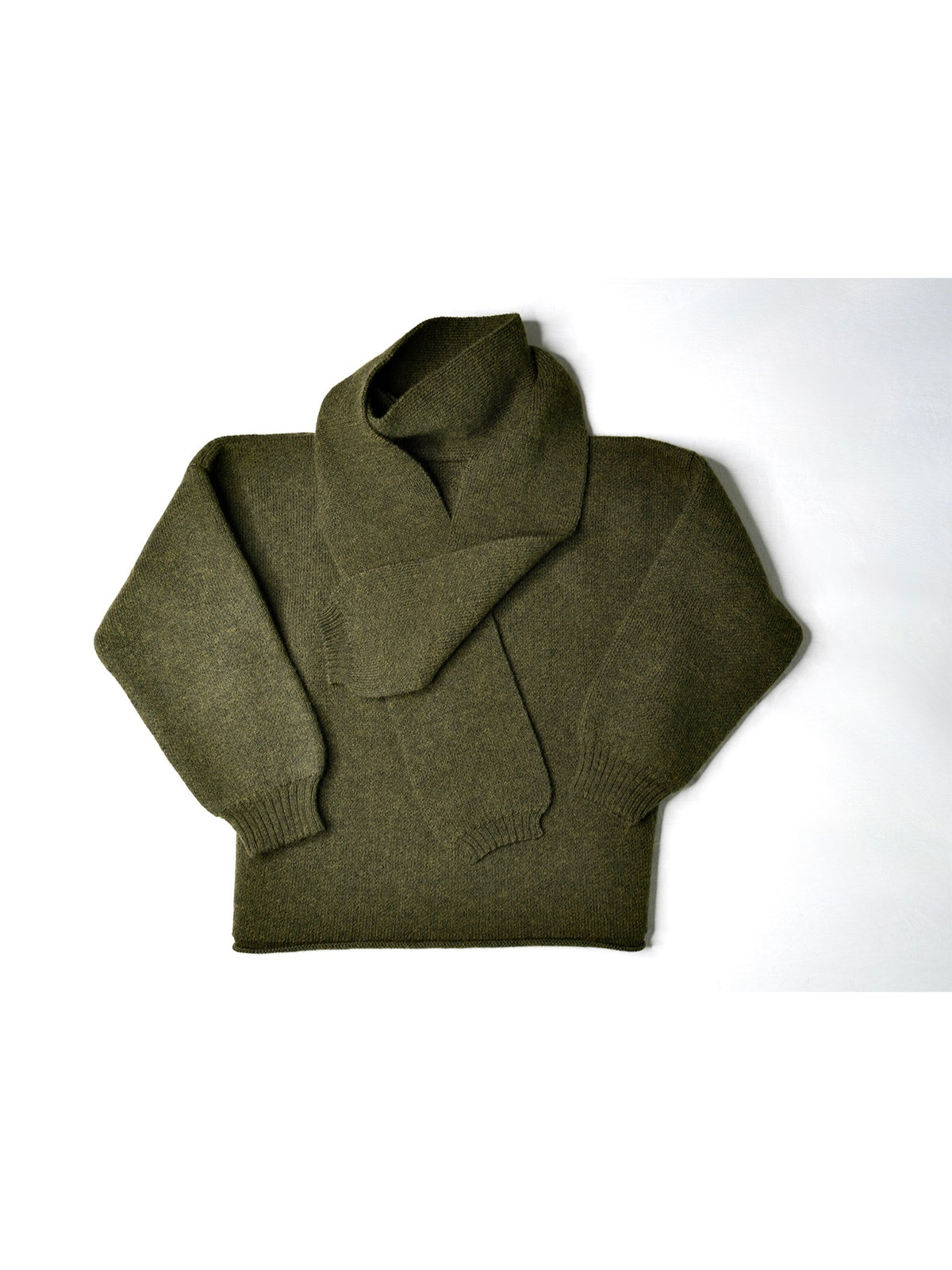 British Merino Wool Wrap Neck Pullover - Moss – Kaight